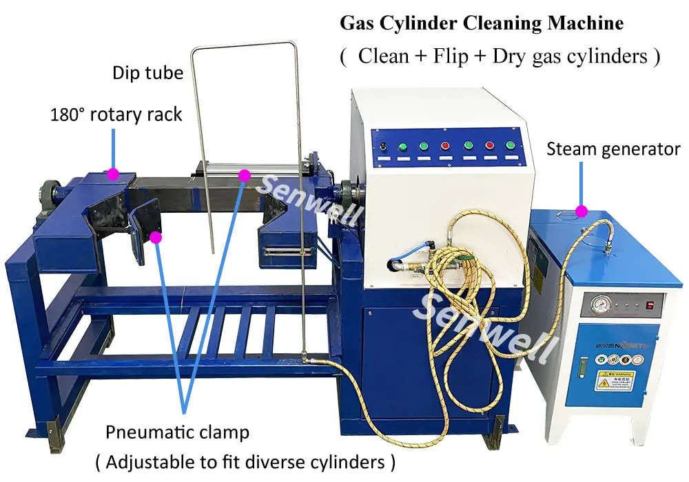 Gas Cylinder Interior Cleaning Machine With Drying Function